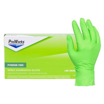 ProWorks Lime Green Nitrile Exam Gloves, 7 mil, Powder-Free – 1,000 ...
